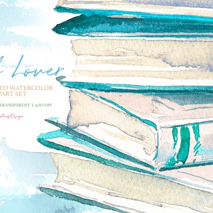 Watercolor Book Lover Clipart Set,student,girl Reading a Book,book ...