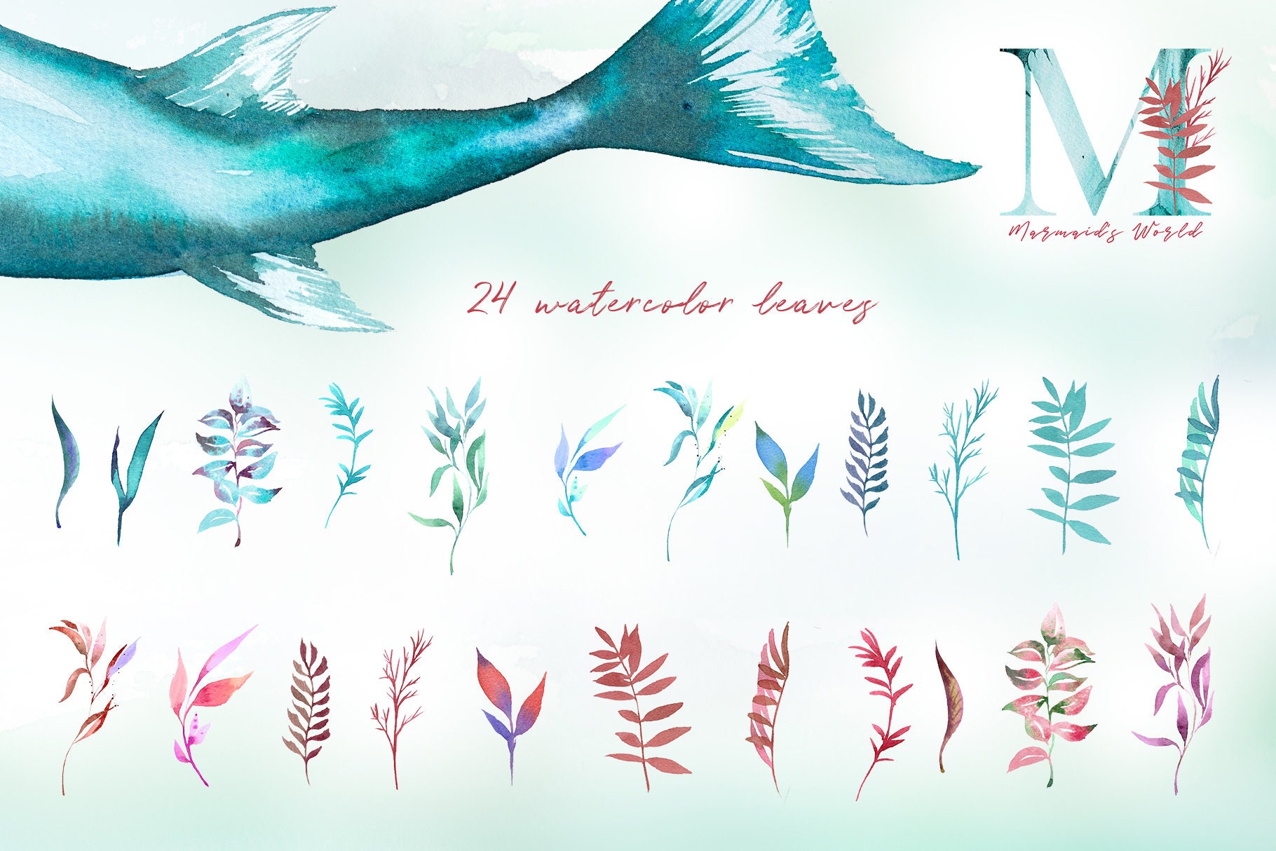 Watercolor Mermaid's World Clipart Setunder the - Etsy Canada