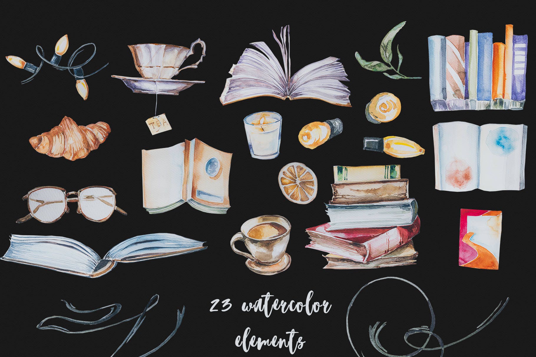 Watercolor Book Reader Clipart Setbook - Etsy