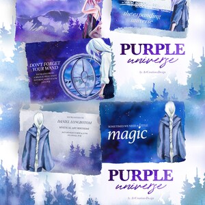 Watercolor Purple Universe Clipart Set,magic,wizard,magical ...
