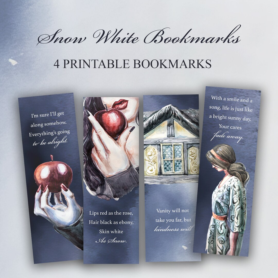 Snow White Bookmarks,fairytale Bookmark Printable,book Lover Gift ...