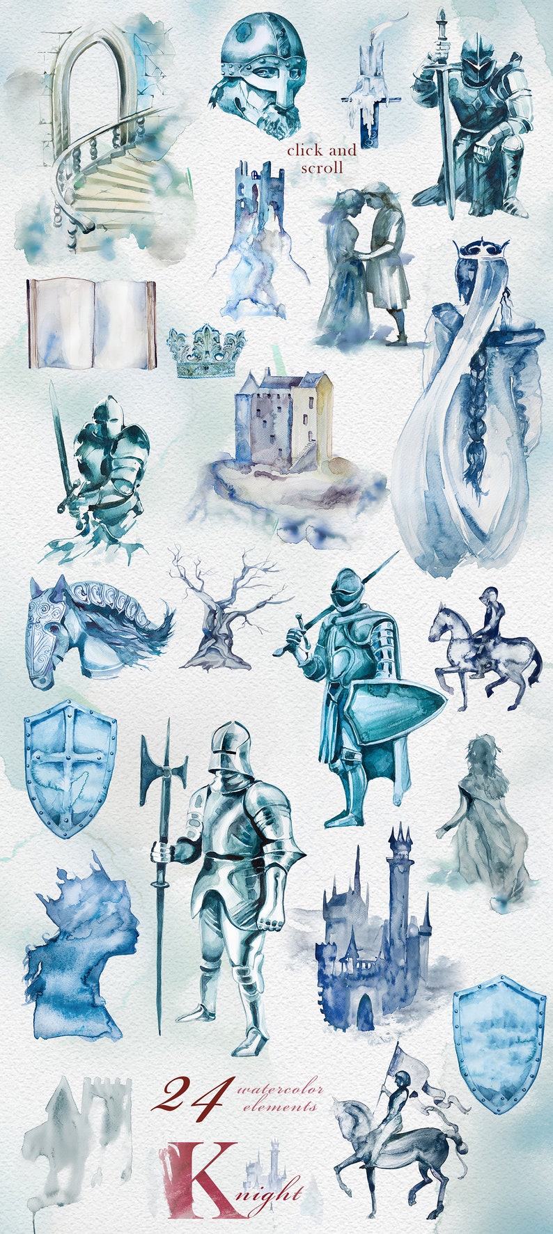 Watercolor Knight Clipart Set,medieval Cliaprt,handpainted,knight ...