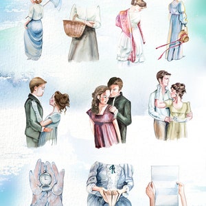 Watercolor Novel Clipart Set,book,romantic,vintage,lady,jane Austen ...