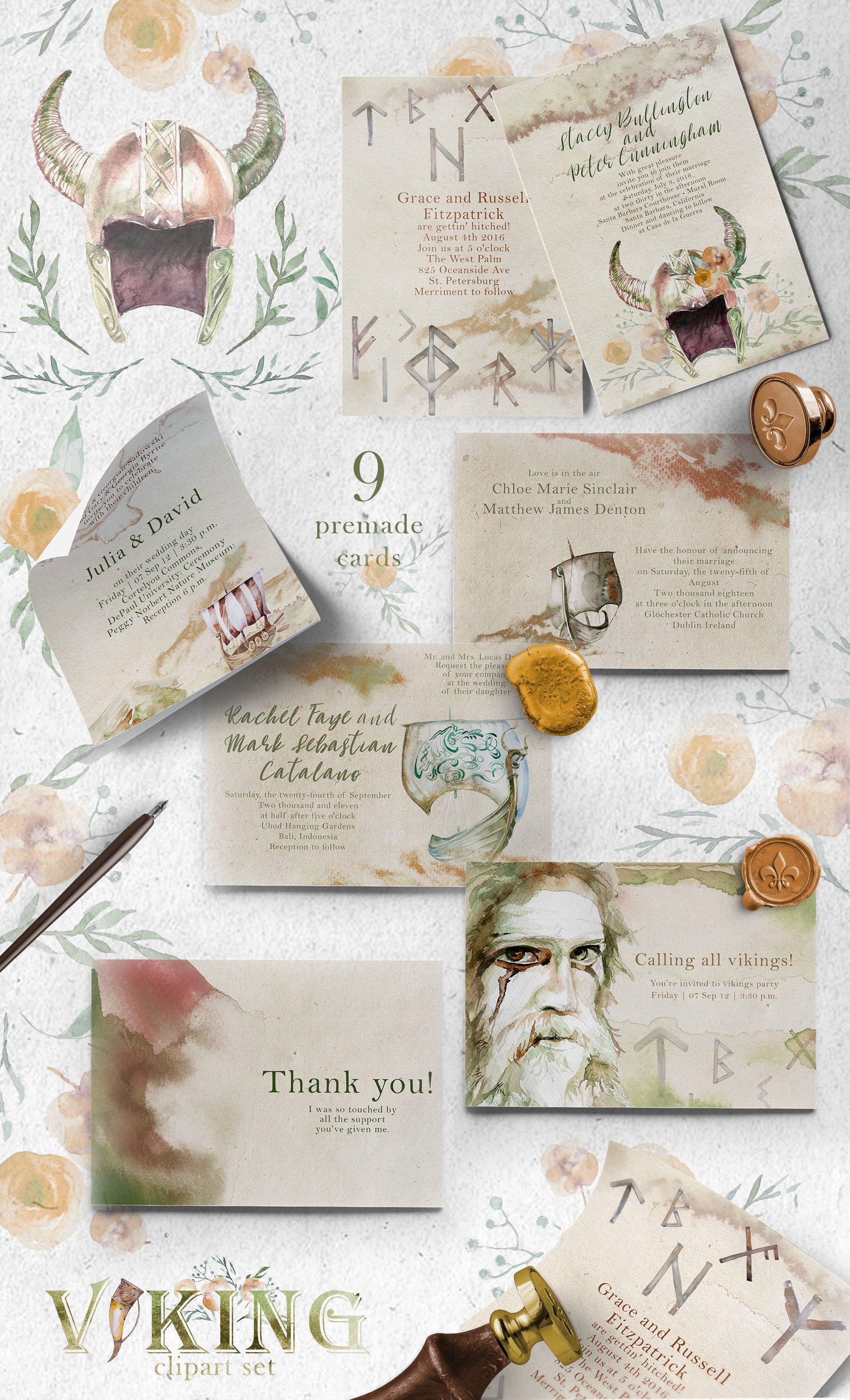 Watercolor Viking Clipart - Etsy