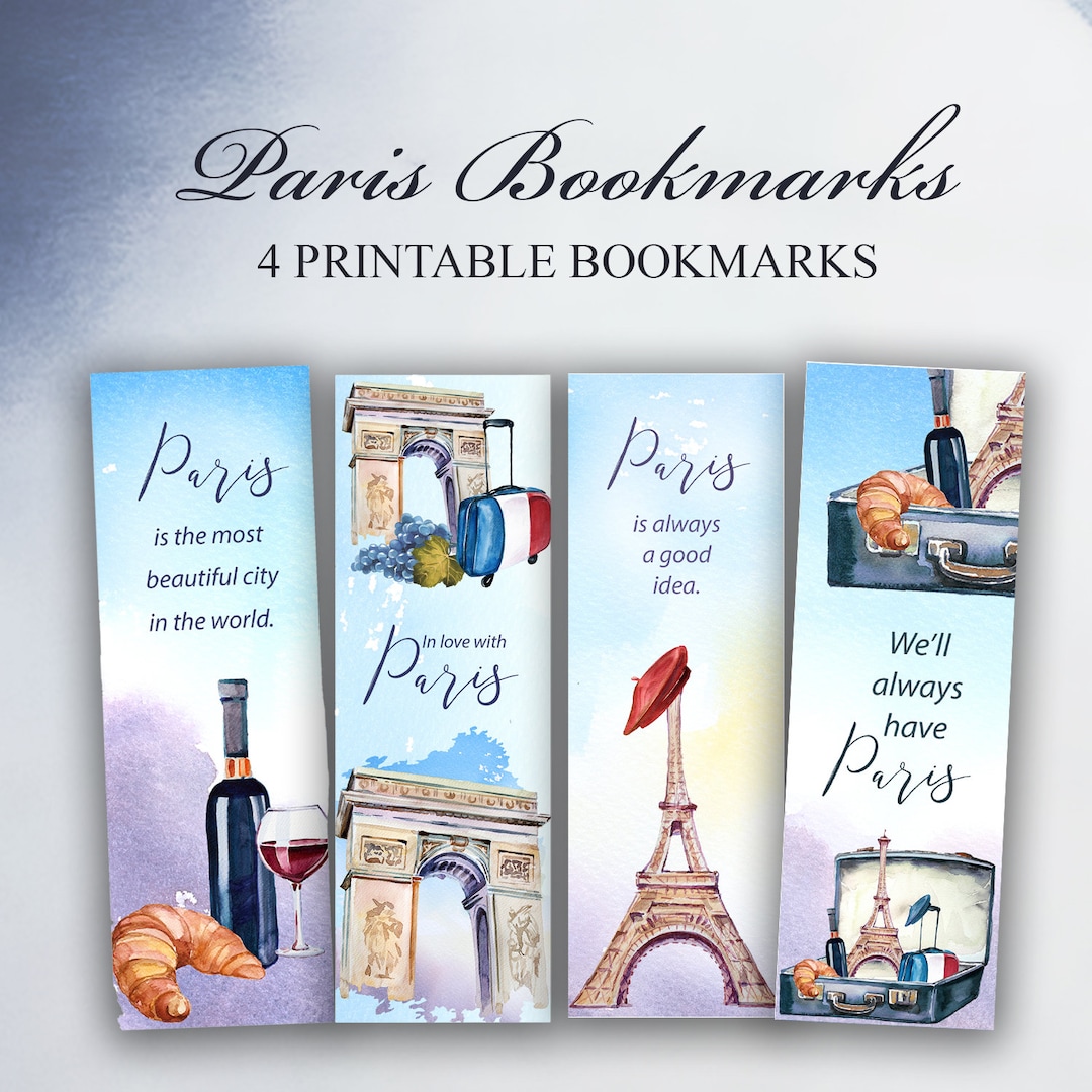 Paris Bookmarks,eiffel Tower Watercolor Print,printable Bookmark,book ...