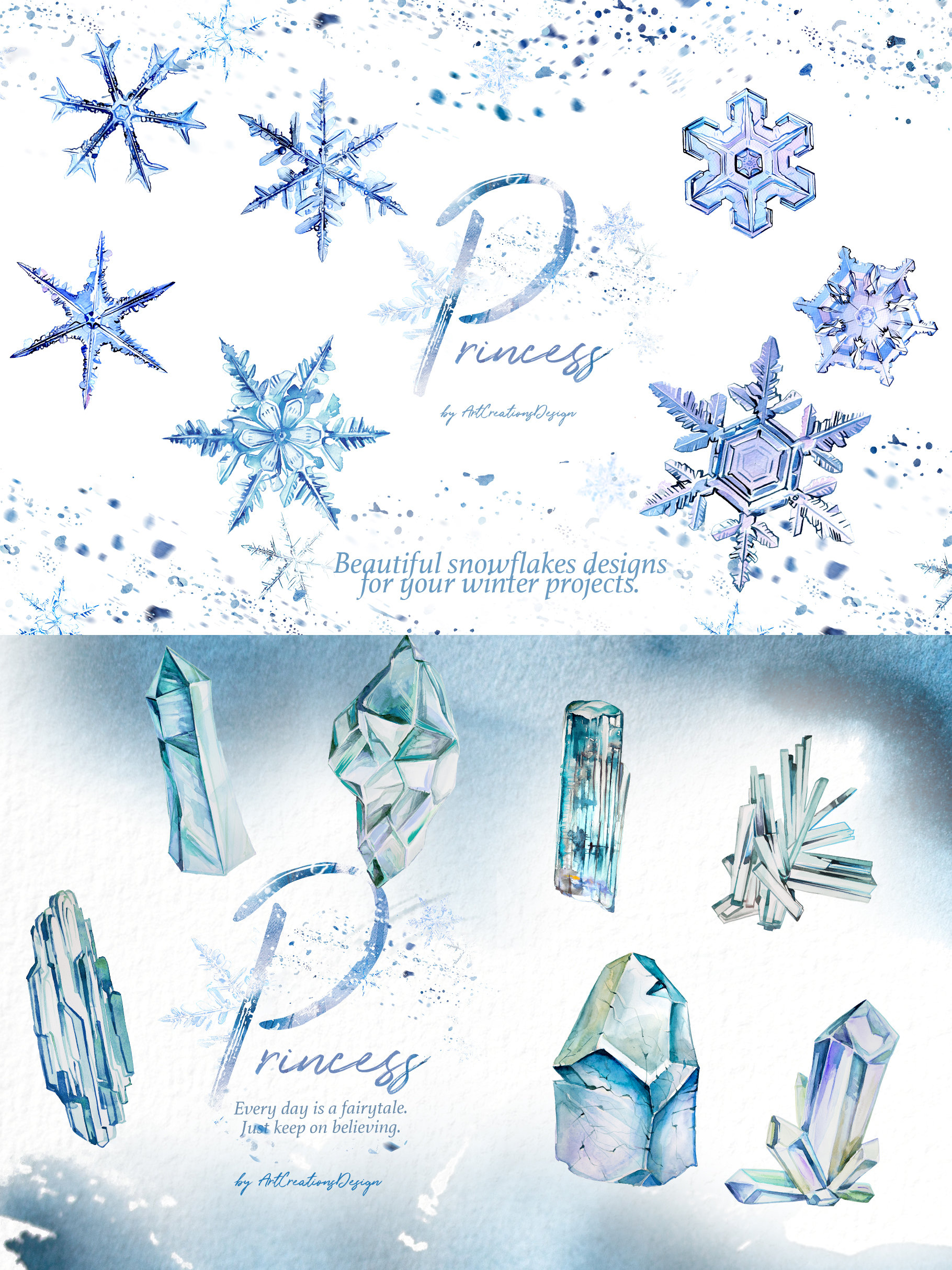 Watercolor Princess Clipart Setfairytale Illustrationfantasy - Etsy