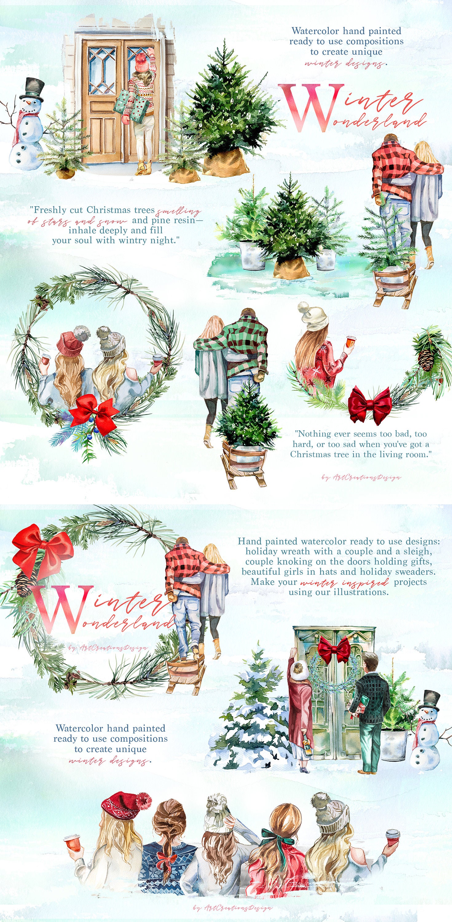 Watercolor Winter Wonderland Clipart Set,christmas Illustration,winter ...