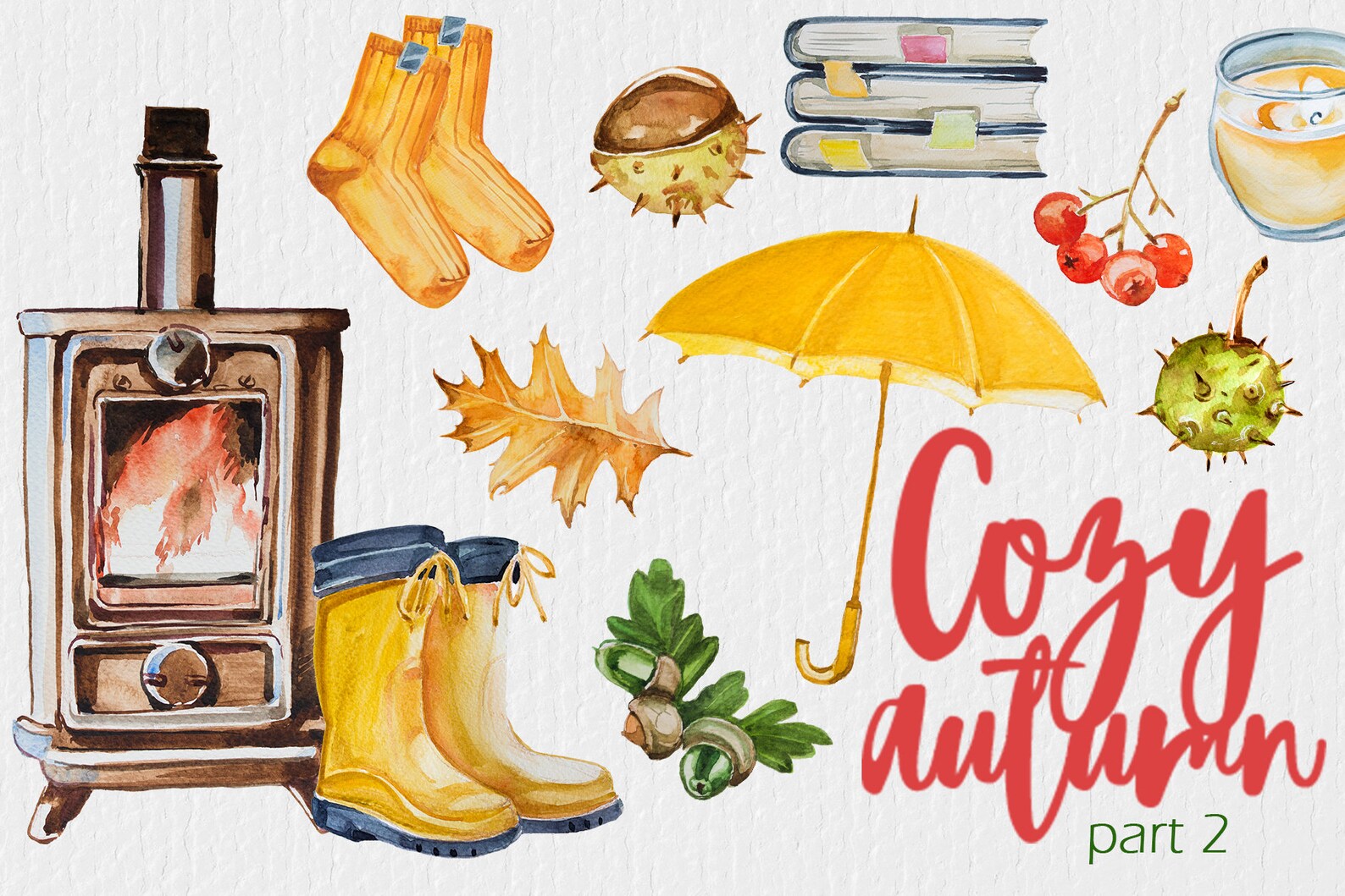 Watercolor Cozy Autumn Part 2 Clipart Setrain - Etsy