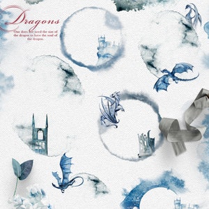 Watercolor Dragons Clipart Set,fantasy,myth,mythical,fairytale,castle ...