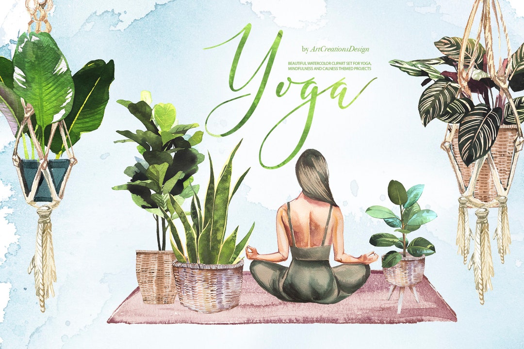 Watercolor Yoga Clipart Set,meditation Illustration,zen Design,spa ...