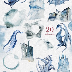 Watercolor Dragons Clipart Set,fantasy,myth,mythical,fairytale,castle ...