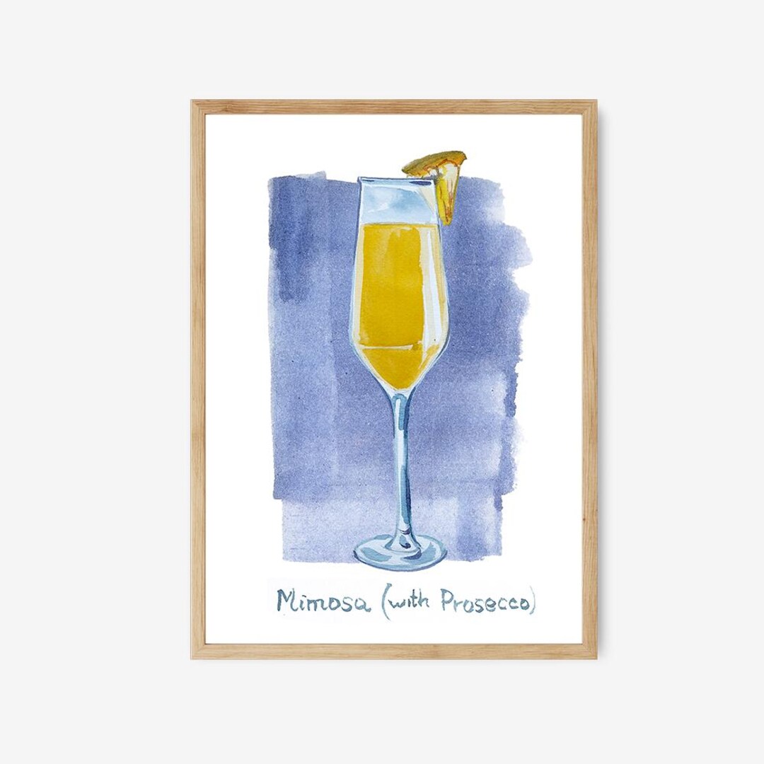 Mimosa With Prosecco Cocktail Poster Printable,digital Print,watercolor ...