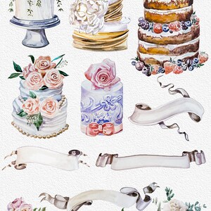 Watercolor Wedding Cakes Clipart Setwatercolor - Etsy UK