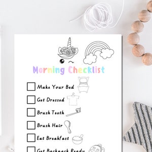 Unicorn Kids Morning & Bedtime Checklist, Kid Bedtime Checklist ...