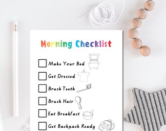 Dinosaur Coloring Kids Morning & Bedtime Checklist, Kid Bedtime ...