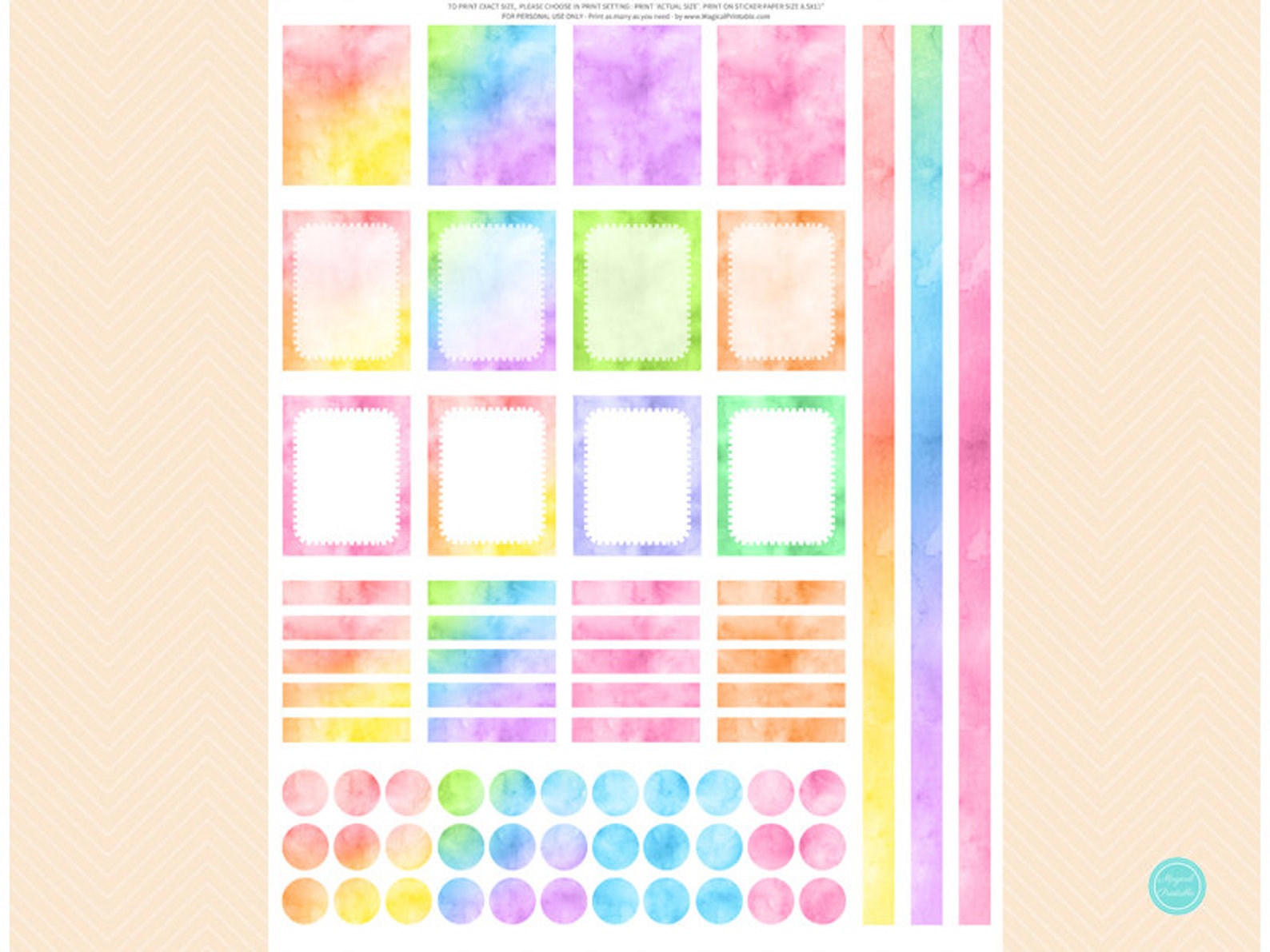 Watercolor Planner Stickers Printable Planner Sticker | Etsy
