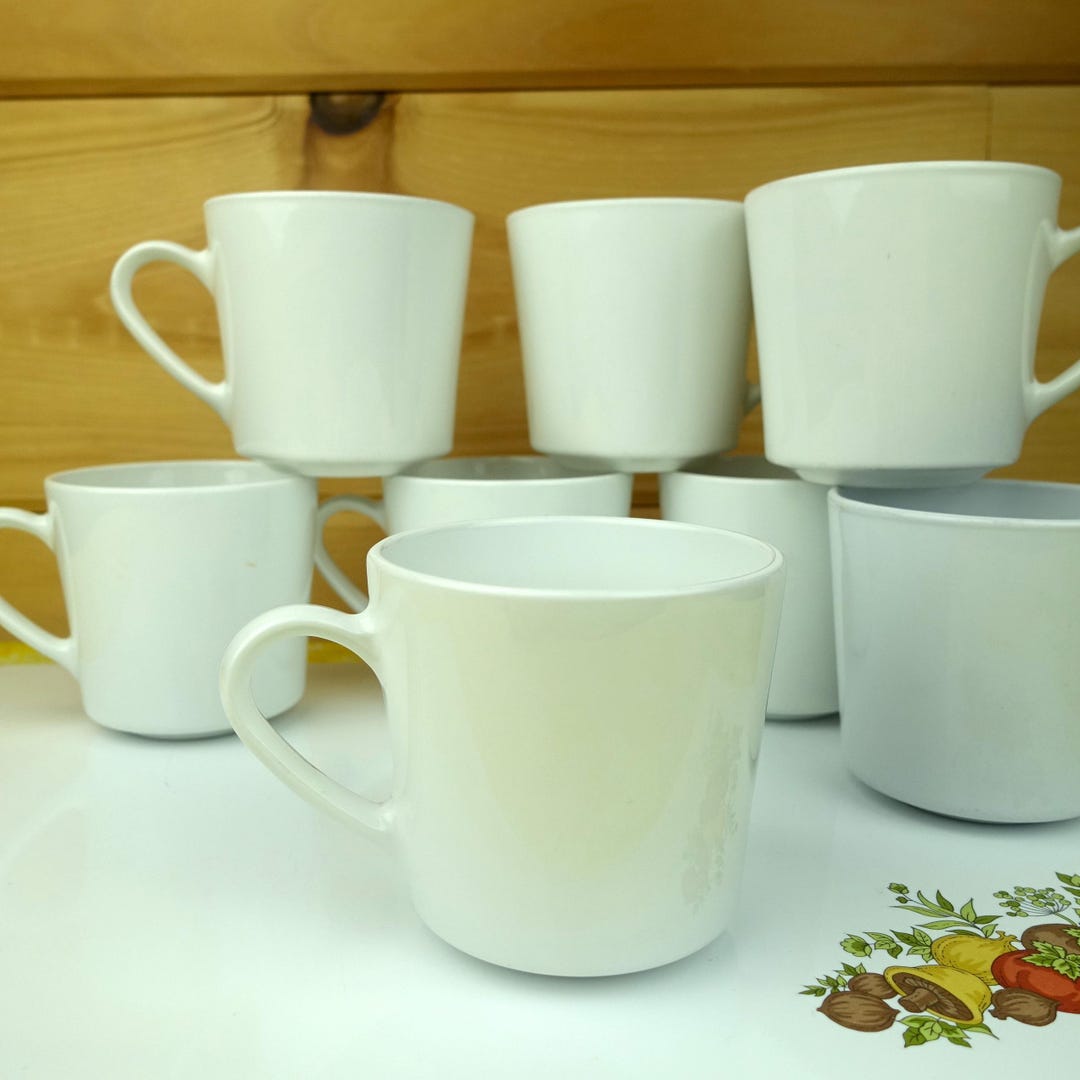 4 Corning Centura Coffee Cups, All White, Ear-handled - Etsy
