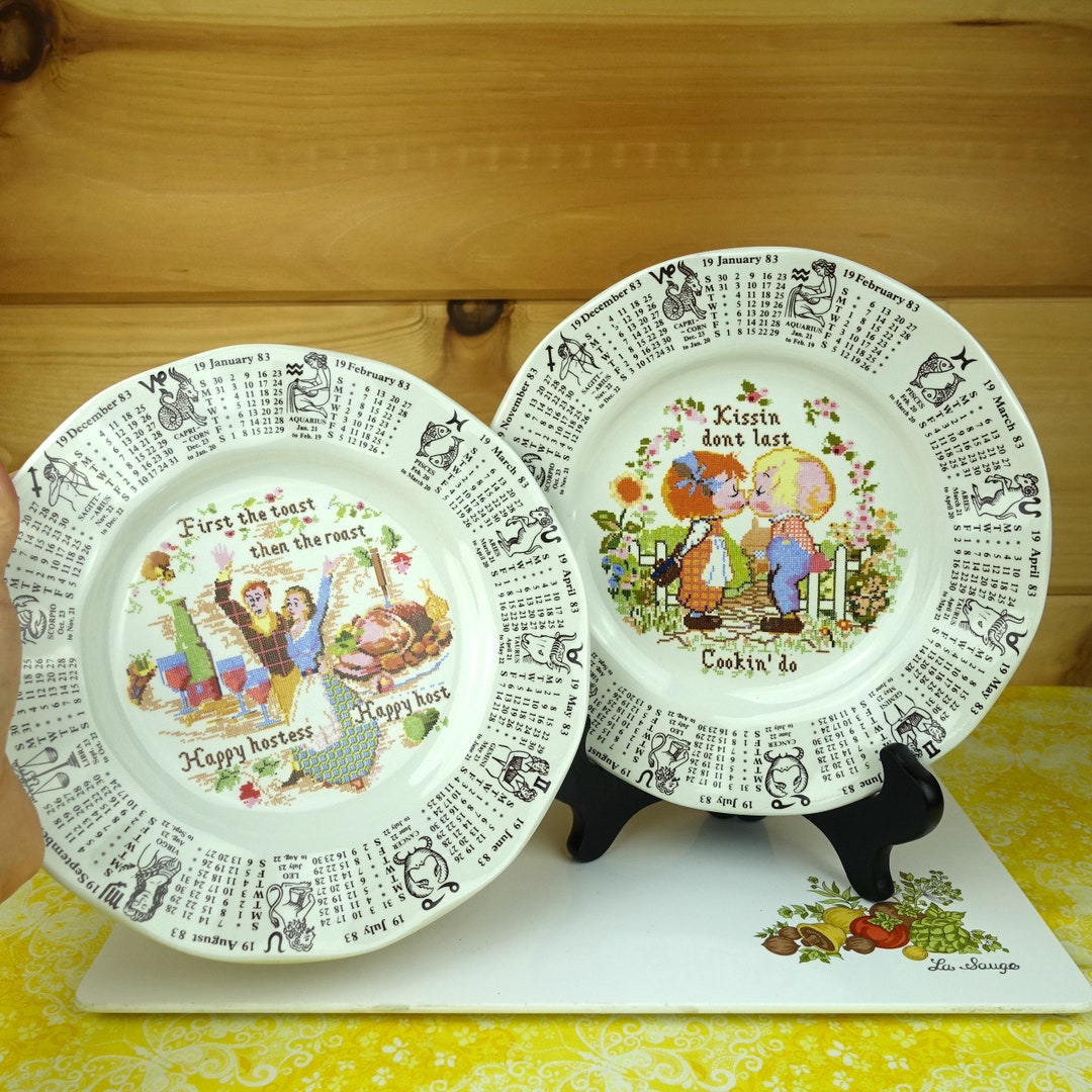 2 Calendar Plates, Liverpool Road Pottery, Stoke-on-trent, 1983, 2033 ...