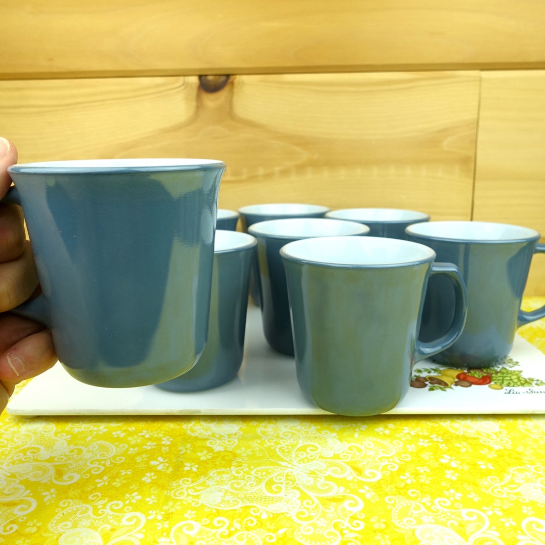 4 Corning 9-ounce Coffee Mugs, Slate Blue, #1610 - Etsy