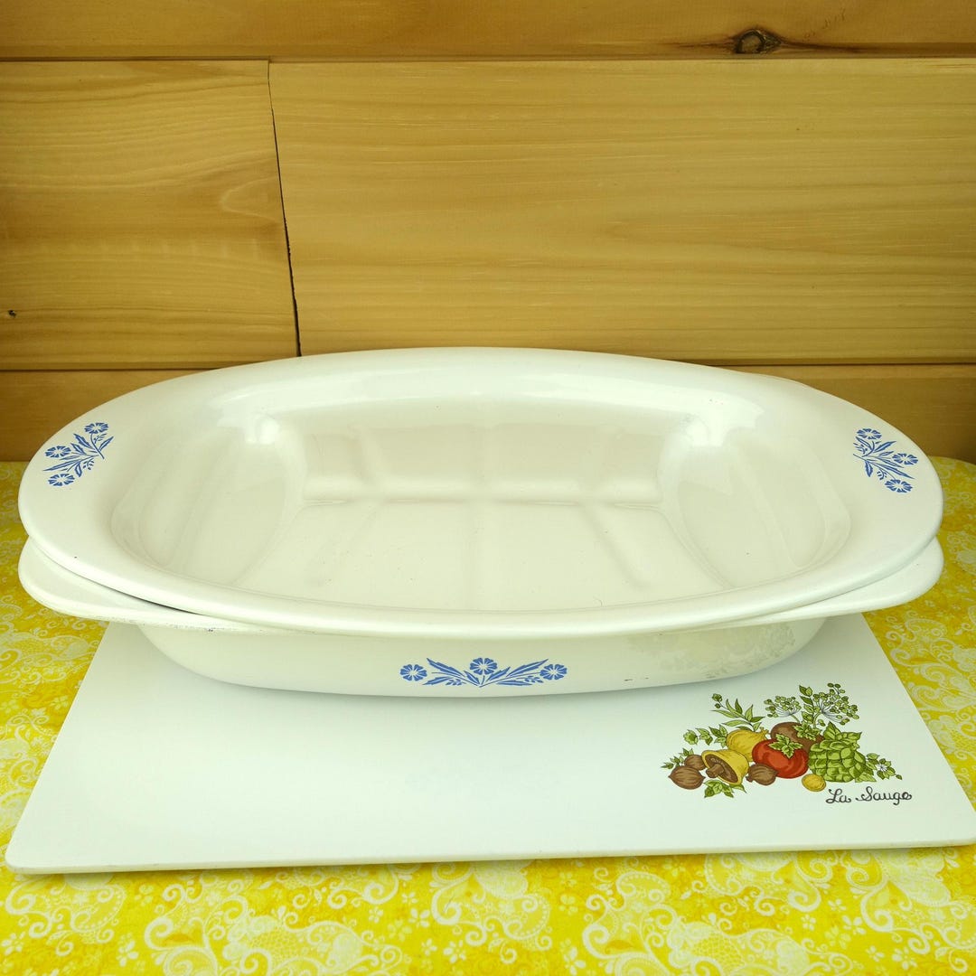 Corning Ware Roaster and Platter Set, Blue Cornflower, #P-21 & #P-19 - Etsy