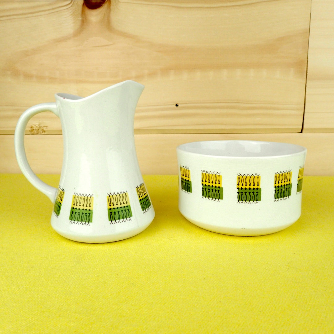Vintage Fanfare Sugar and Creamer Set, Cortez and Tijuana Patterns ...