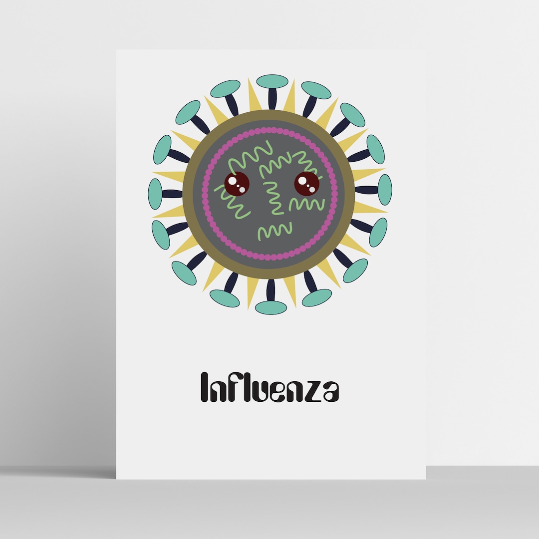 Virus Art Flu Art Science Print Biologist Print Virus Influenza Art Flu ...