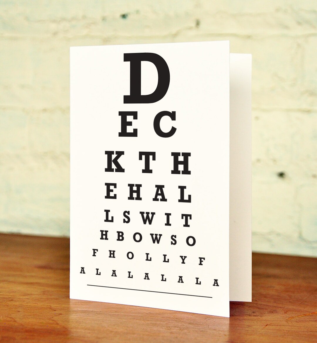 Eye Chart Card - Deck the Halls - Snellen Eye Chart - Perfect Christmas ...