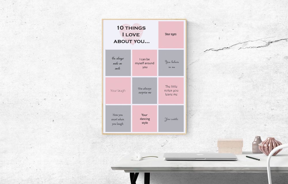 10 Things I Love About You Print - Personailsed, Birthday Unique Gift ...