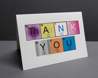 Geeky Greeting Card Thank You Periodic Table of the Elements thnk You ...