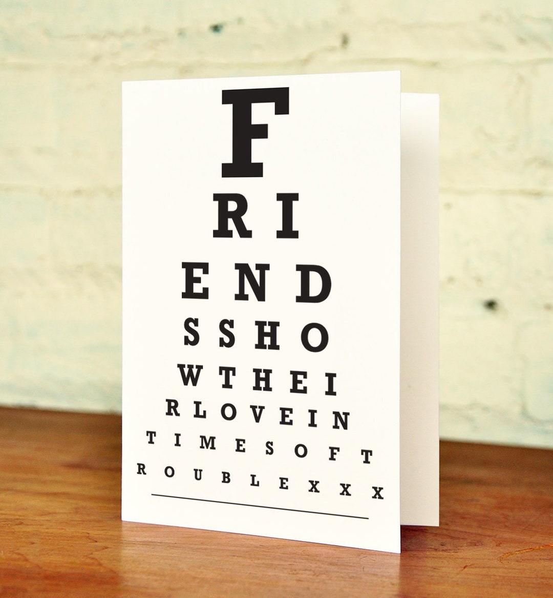 Eye Chart Card Friends Snellen Eye Chart Perfect Motivational Card for ...