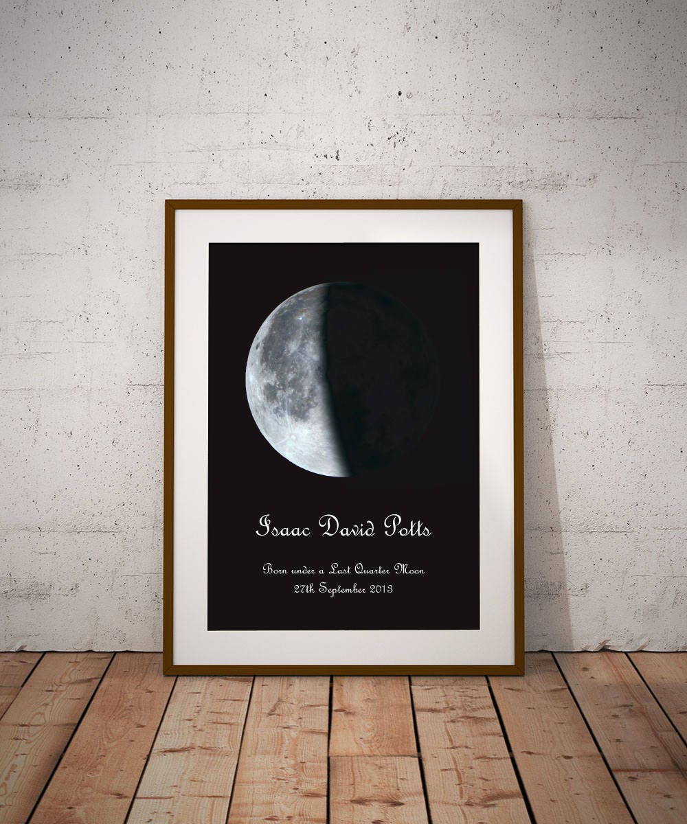 Prints Phases of the moon personalised birth date print Home Décor etna ...