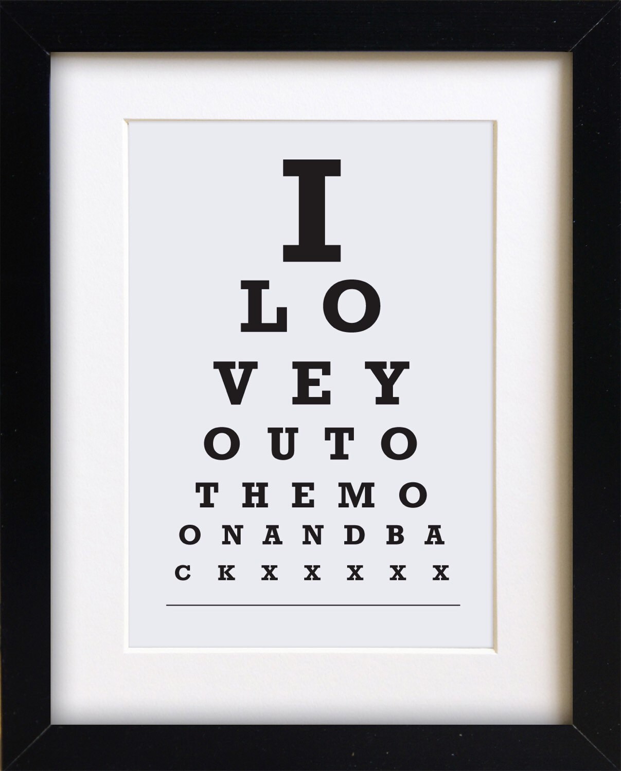Eye Chart Print I Love You to the Moon and Back Snellen - Etsy UK