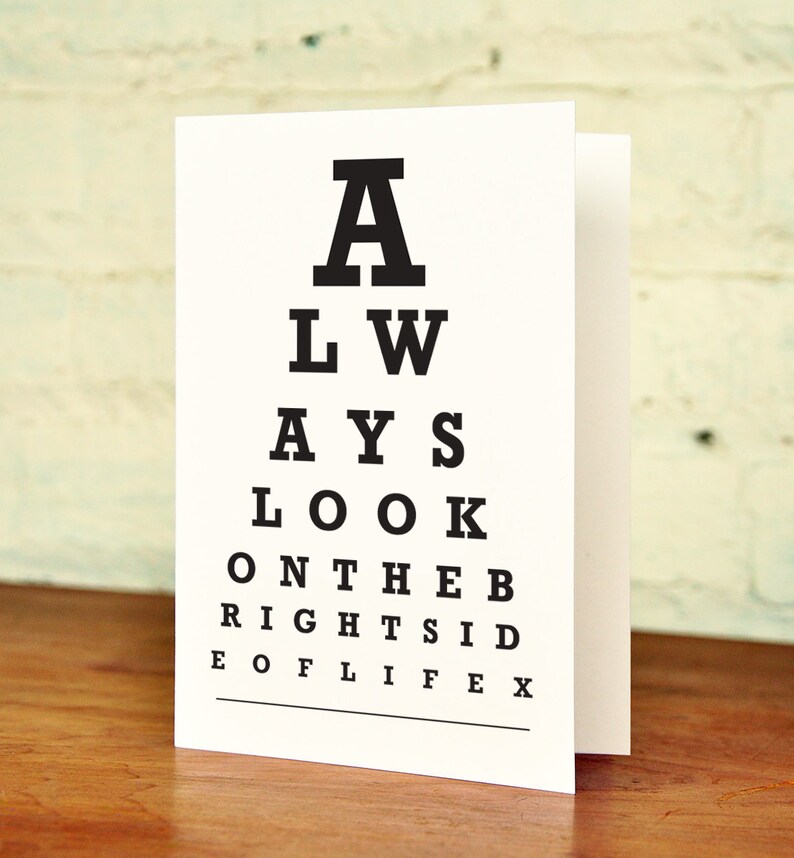 Eye Chart Card Bright Side Snellen Eye Chart Perfect | Etsy