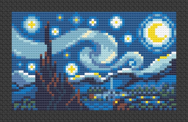 The Starry Night Cross Stitch Pattern PDF Digital Download - Etsy
