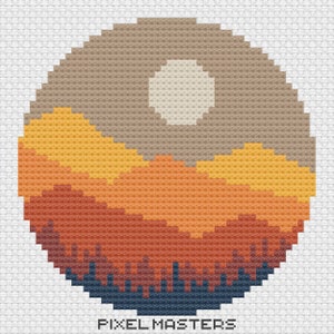 Boho Mountain Landscape 1 Cross Stitch Pattern [PDF] - Digital Download ...