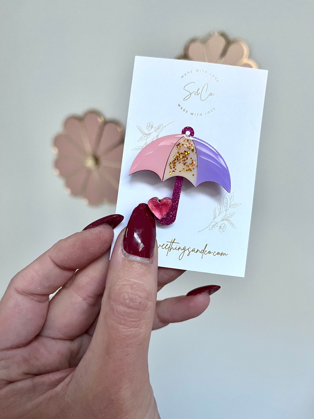 Broche parapluie coeur Broche poétique et féminine Bijou porte bonheur ...