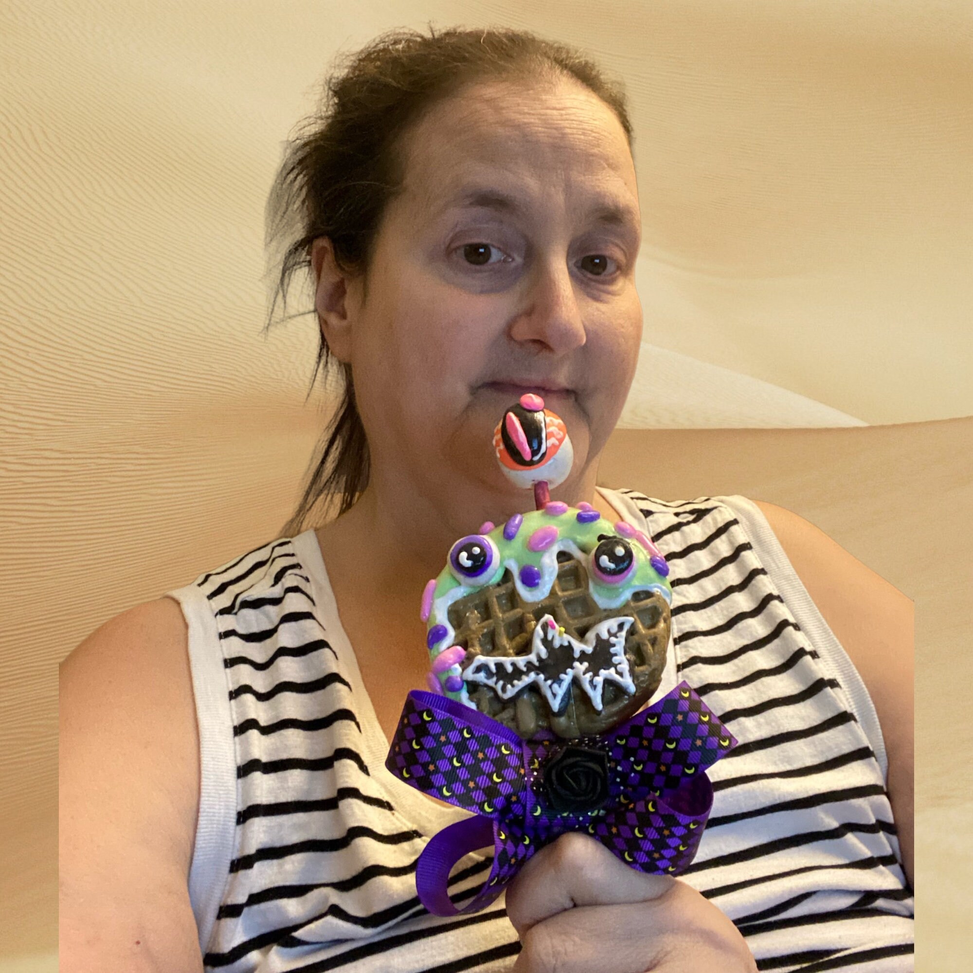 Waffle Monster With Eyeball Fake Bake Lollipop Halloween - Etsy