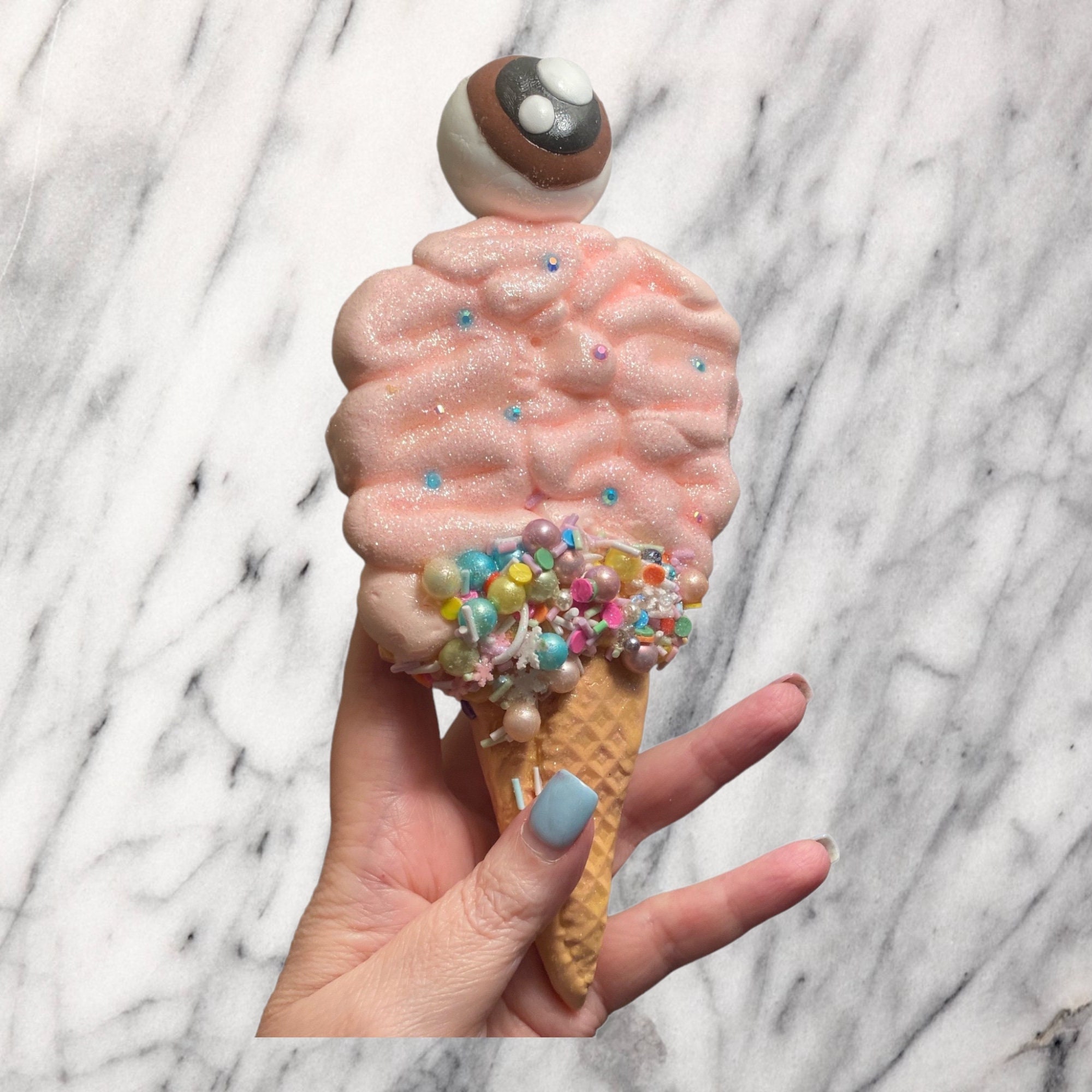 Pink Brain Eyeball Ice Cream Cookie Halloween Fake Bake - Etsy