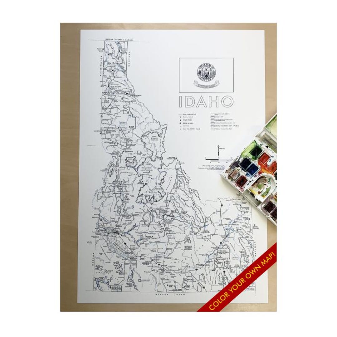 Idaho COLOR YOUR OWN Map (13 in X 19 In) - Etsy