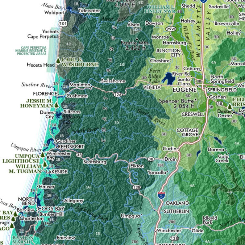 Oregon Ecological Regions 24 in X 20 In - Etsy