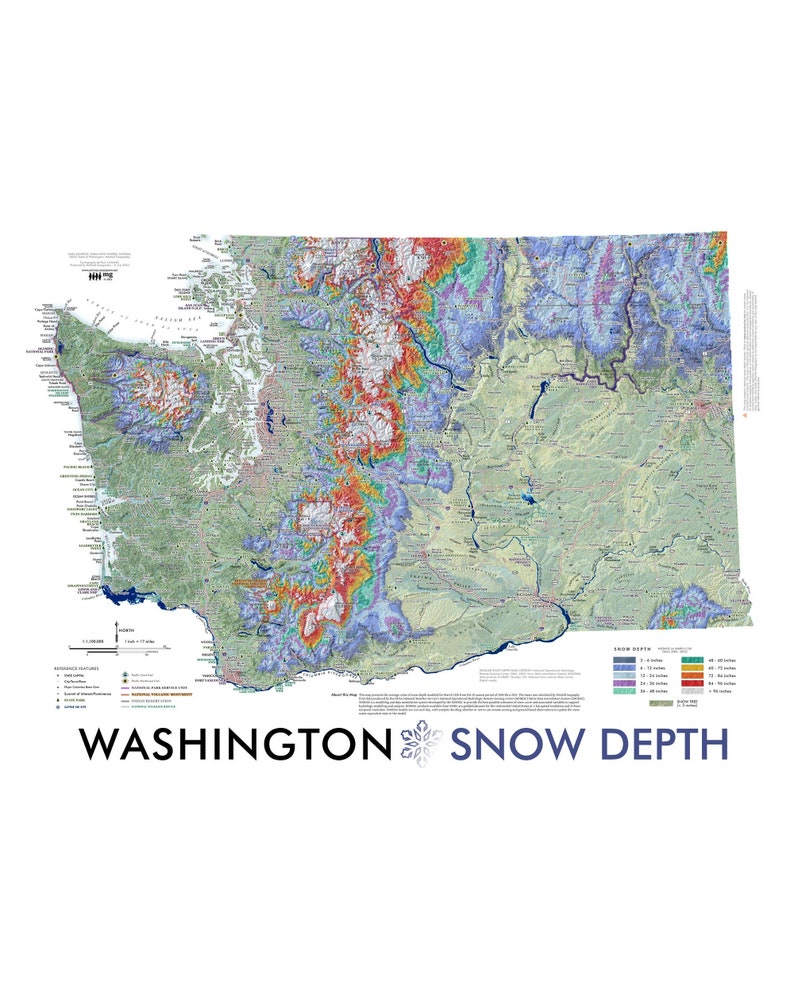 Washington Snow Depth Map (24 Inch X 20 Inch) - Etsy