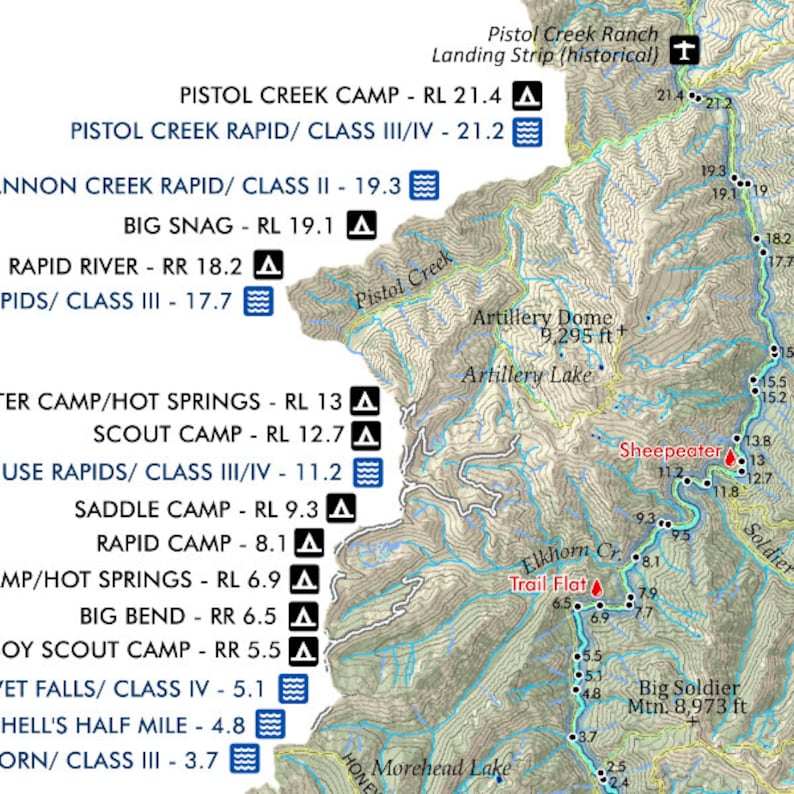 Middle Fork Salmon River Idaho Map - Etsy