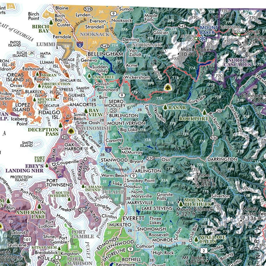 Washington Ecological Regions Map (24 Inch X 20 Inch) - Etsy