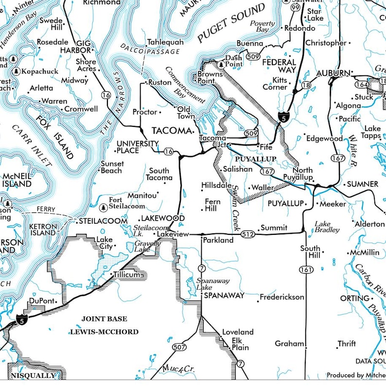 Puget Sound COLOR YOUR OWN Map (19 in X 13 In) - Etsy