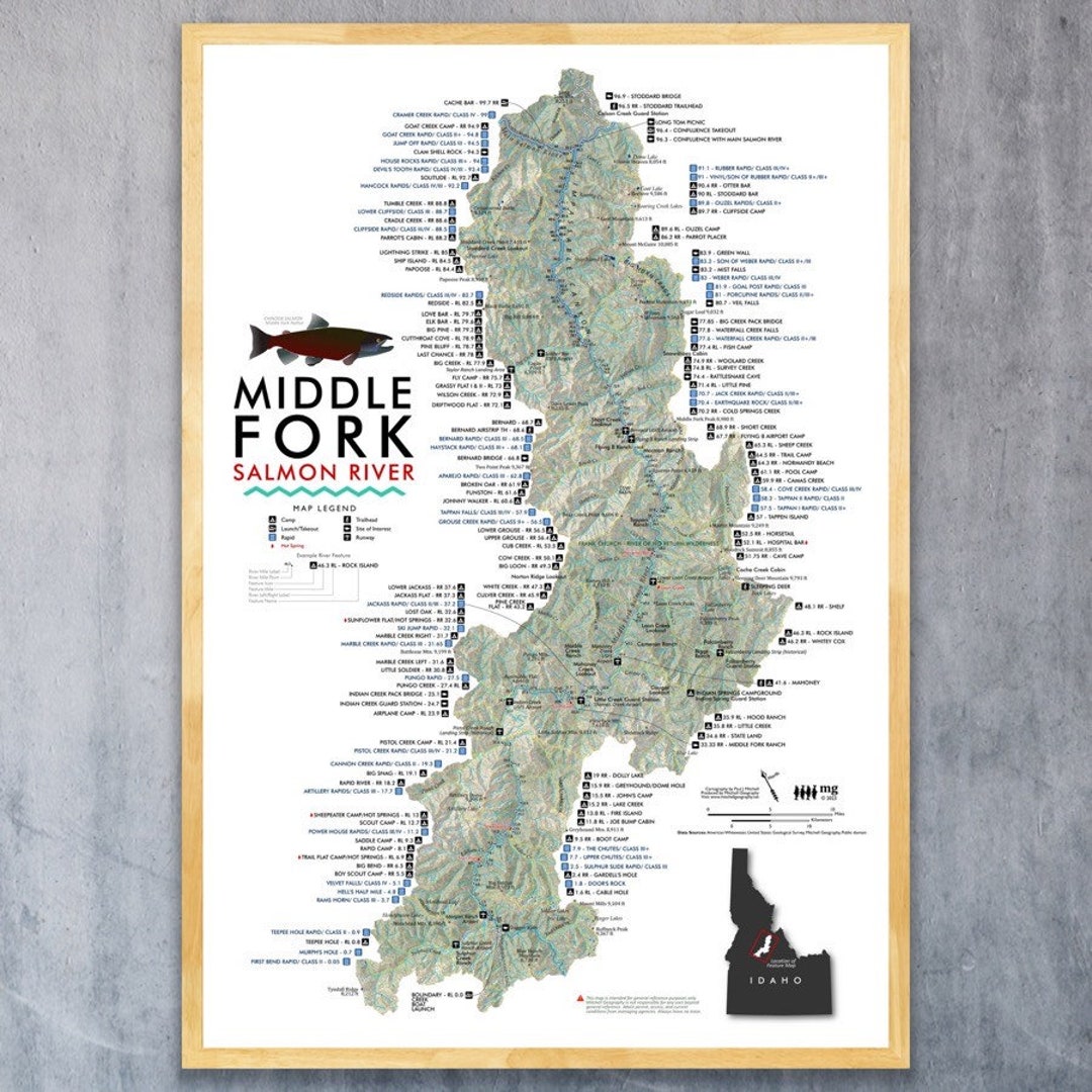 Middle Fork Salmon River Idaho Map - Etsy