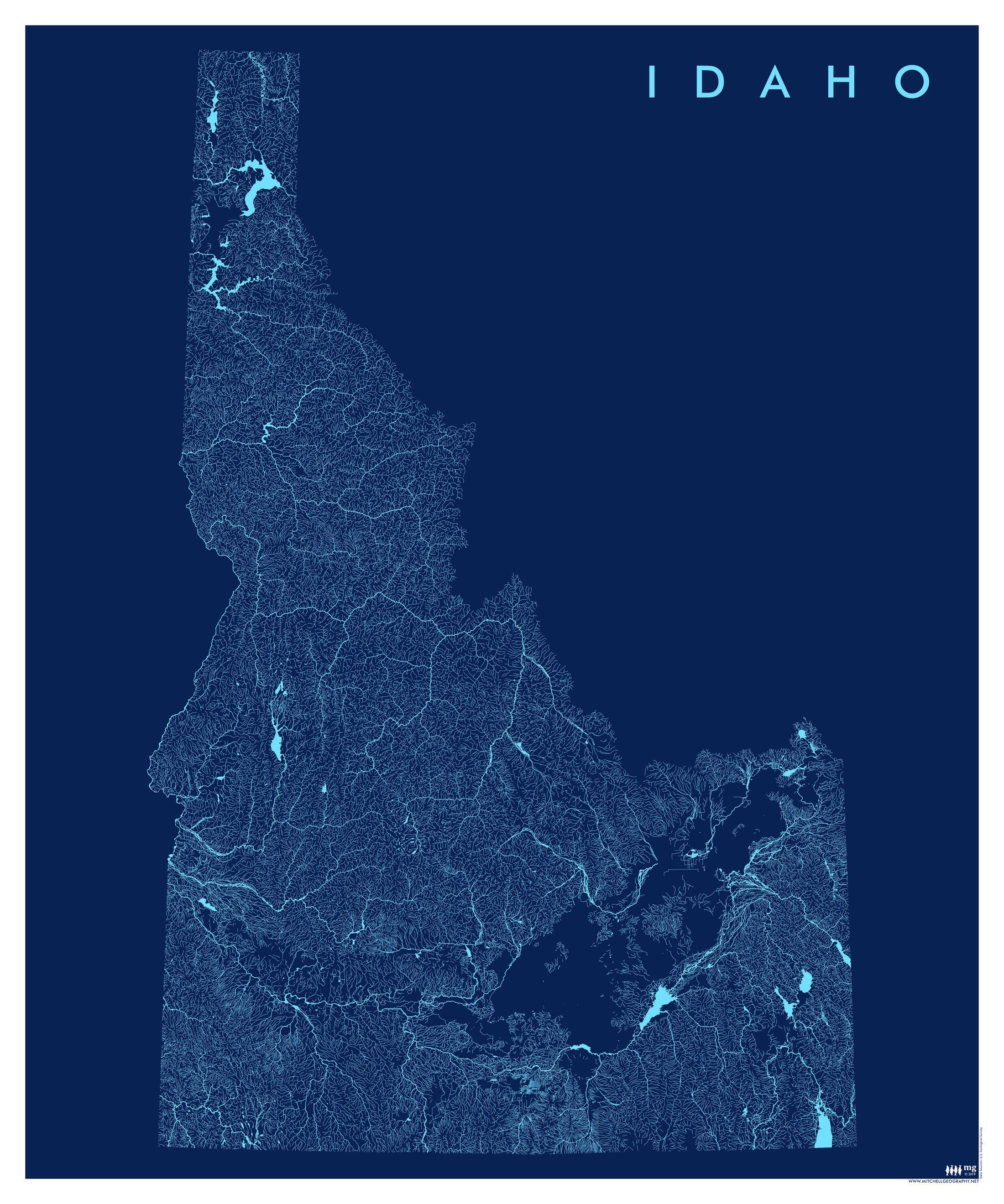 Idaho Rivers Map (24 in X 20 In) - Etsy