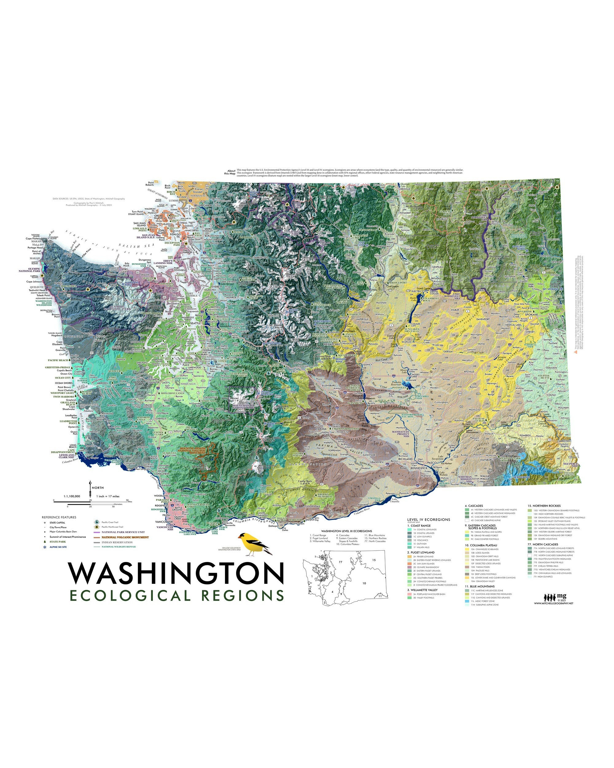 Washington Ecological Regions Map (24 Inch X 20 Inch) - Etsy