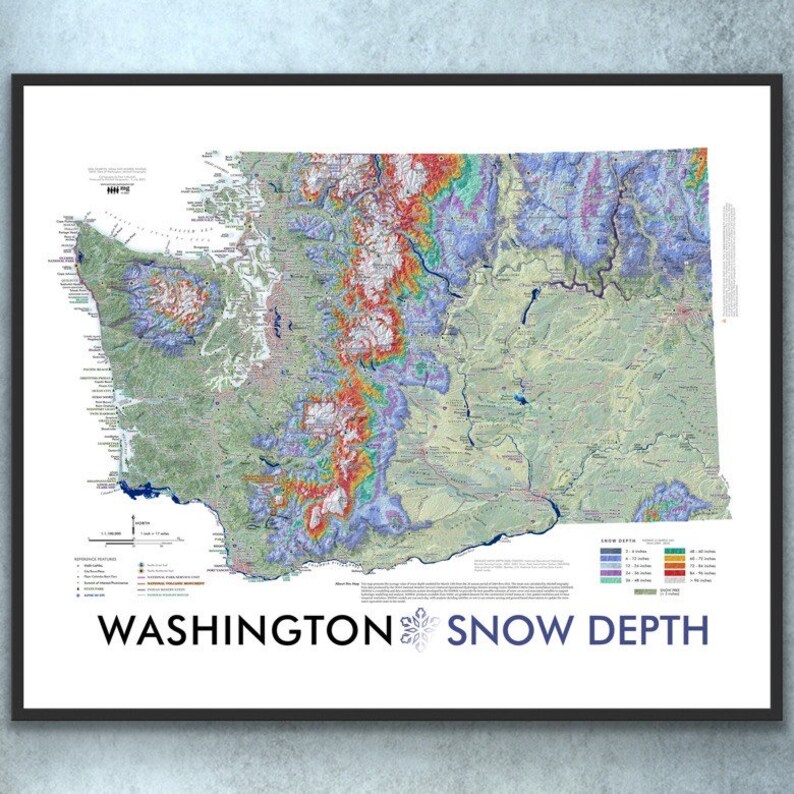 Washington Snow Depth Map (24 Inch X 20 Inch) - Etsy