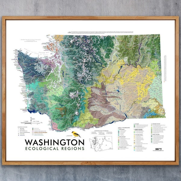 Map of Washington State - Etsy