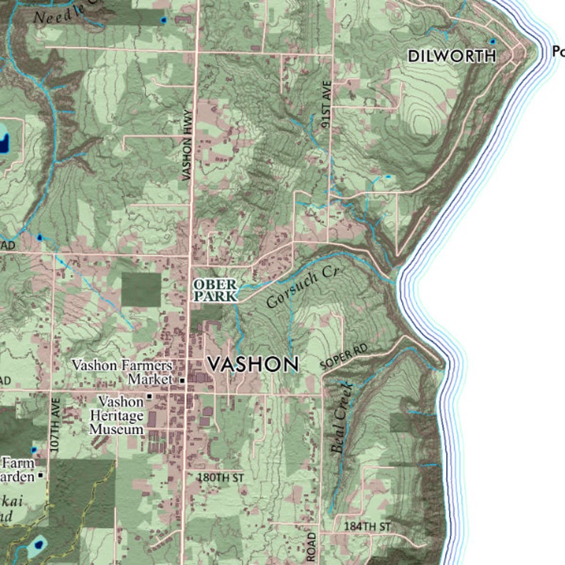 Vashon Island Washington (24 in X 18 In) - Etsy